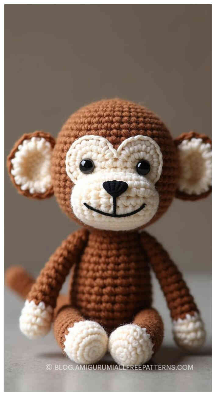 Amigurumi Monkey with Banana Keychain Free Crochet Pattern - Free ...